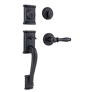 Kwikset 98001-098 Ashfield Single Cylinder Handleset w/Ashfield Lever featuring SmartKey in Venetian Bronze