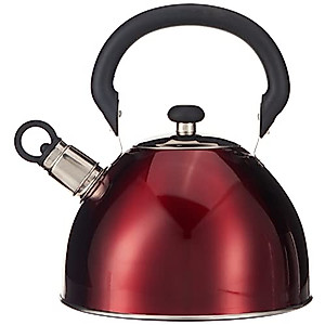 Mr. Coffee Morbern 1.8 Quart Stainless Steel Whistling Tea Kettle, Red