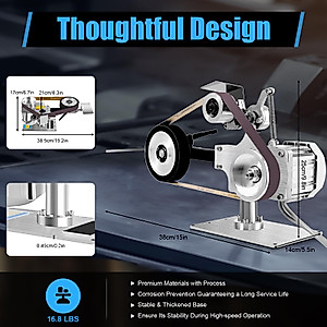 1 x 30 Inch Belt Sander - Vertical & Horizontal Use | 5000rpm Variable Speed | Rotating Sanding Angle - Electric Sanding Polishing Sharpener Belt Grinder Belt Sander for Knife Making