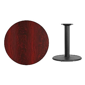 Flash Furniture Graniss 36'' Round Mahogany Laminate Table Top with 24'' Round Table Height Base