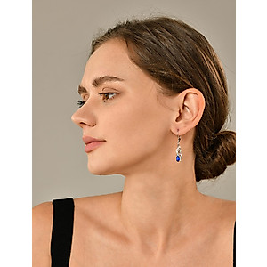 YL Celtic Knot Earrings 925 Sterling Silver Infinity Dangle Drop Earring Created Sapphire Twist Leverback Jewelry for Women