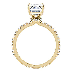 10K Solid Yellow Gold Handmade Engagement Ring 2 CT Emerald Cut Moissanite Diamond Solitaire Wedding/Bridal Ring for Women/Her Propose Ring Set (11)