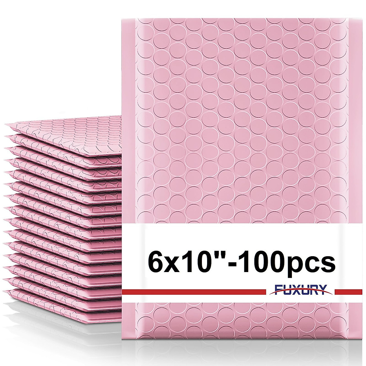 Fuxury Bubble Mailers 6x10 Inch 100 Pack, Sakura Pink Padded Envelopes, Self Seal Waterproof Mailing Envelopes Bubble Padded, Shipping Bags for Mailing,Packaging, Small Business, Boutique, Bulk #0