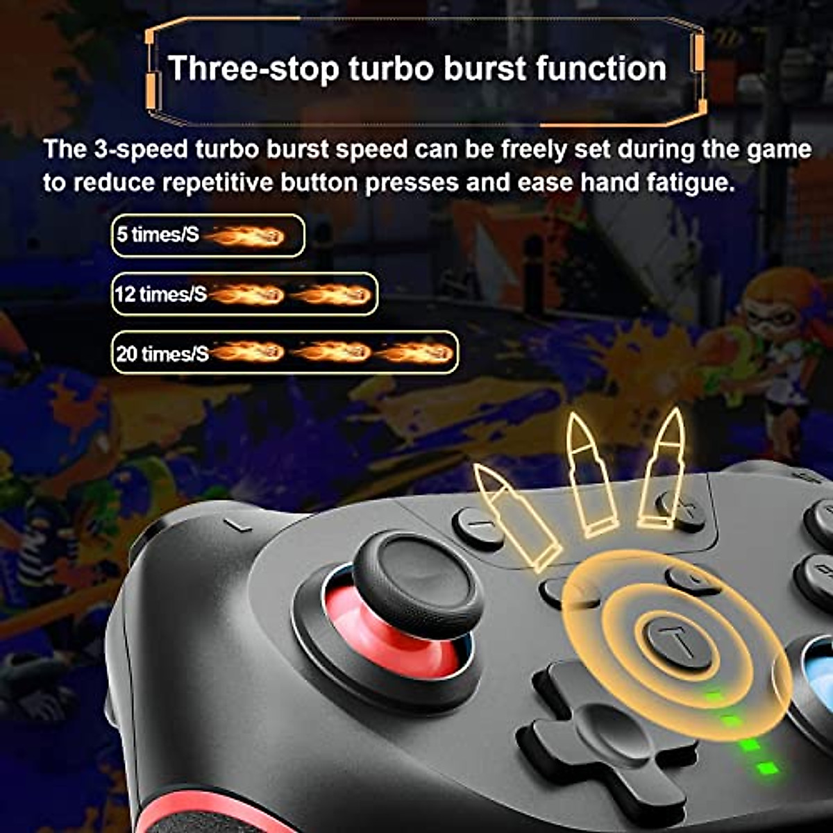PSKONTORORA Switch Controller for Nin-tendo Switch/Switch Lite/Switch Oled, Switch Pro Controller with Programming Back Buttons Turbo Motion Vibration Screenshot【Upgraded】
