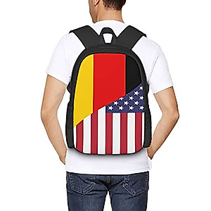 German USA Friendship Flag Casual Backpack School Bag Laptop Travel Backpack for Men Women