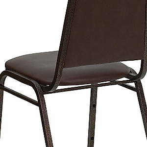 EMMA + OLIVER Trapezoidal Back Banquet Chair, Brown Vinyl/Copper Vein Frame