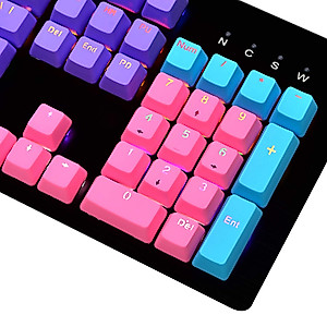 Bossi 104 Keycaps Set | Backlit Keycaps for Cherry MX Gaming Keyboard with Key Puller（Purple + Blue + Pink）(Keycap Only, Keyboard NOT Included)