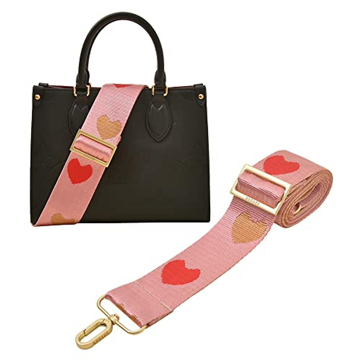 Bomano Brass Gold Hardware Embroidered Purse Crossbody Handbag Long Adjustable Wide Replacement Guitar Shoulder Straps