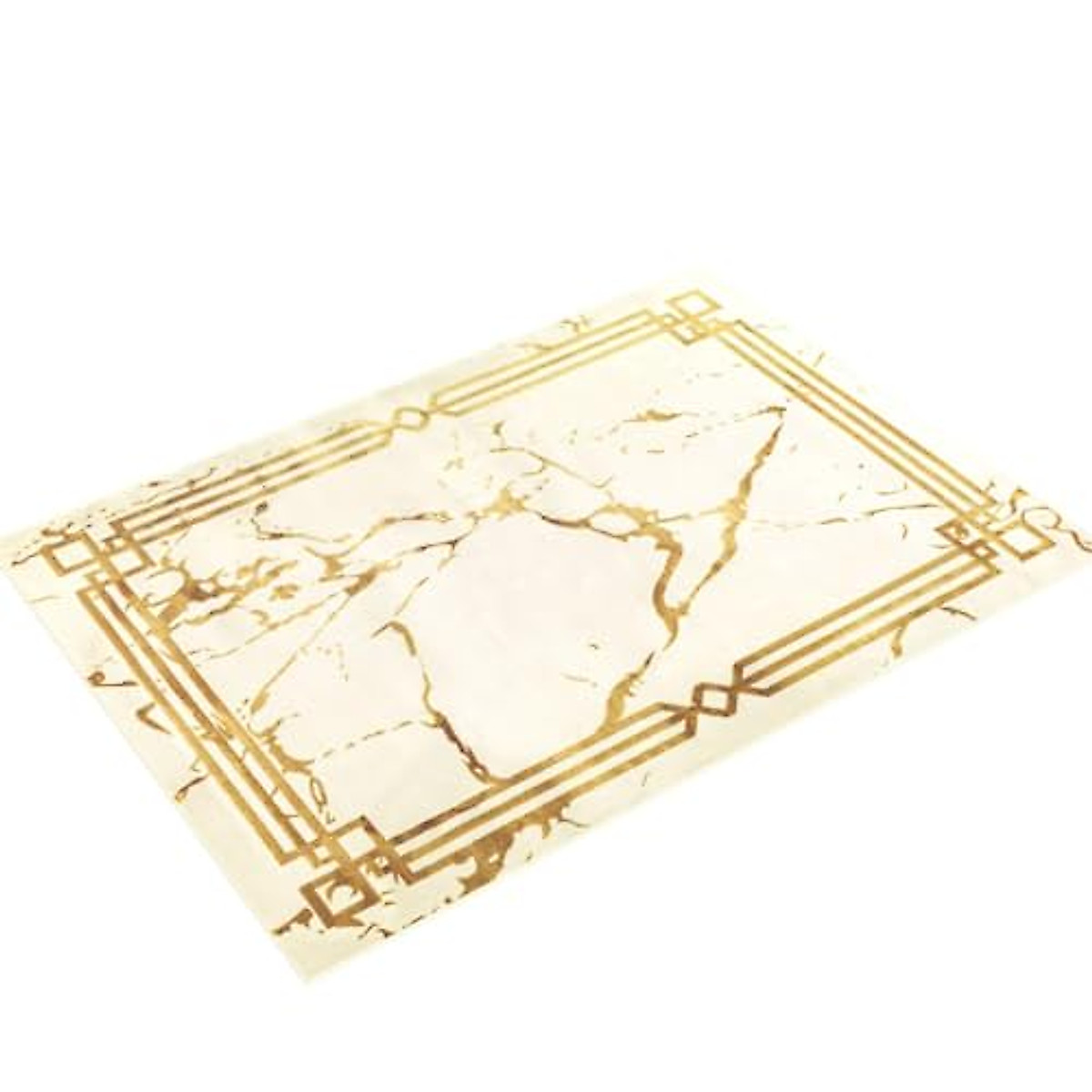 Antep Rugs Babil Gold 6x9 Abstract Marble Geometric Indoor Area Rug (Beige, 6'7" x 9')