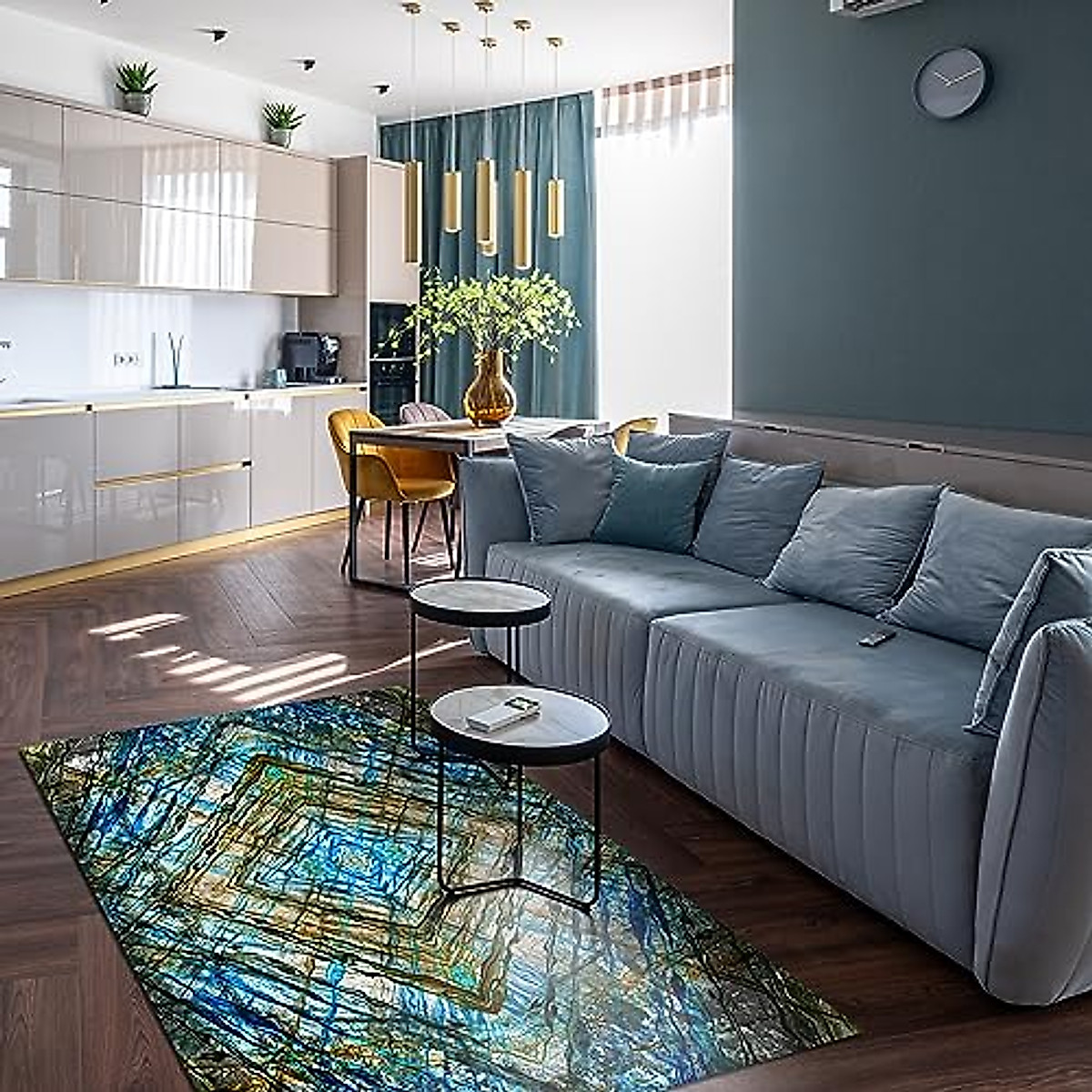 American Abstract Retro Living Room Decor Area Rugs, Diamond Pattern Geometric Design Bedroom Carpet, Low Pile Soft Machine Washable Non Slip Backing Interior Door Mat Pet Carpet Game Room-2ft x 3ft