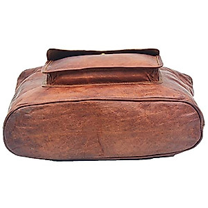 Handmade Women Vintage Style Real Leather Shoulder Shoppers Bag Purse 16” Brown