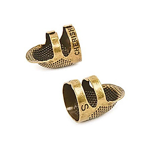 4 Pack Sewing Thimble Finger Protector, Adjustable Finger Metal Shield Protector Pin Needles Sewing Quilting Craft Accessories DIY Sewing Tools Needlework(2 Sizes)