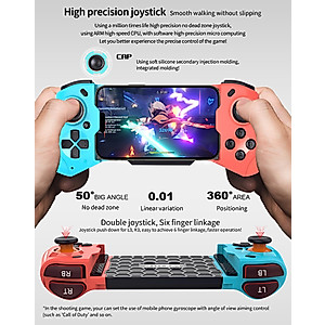 Joso Mobile Game Controller for iPhone, Android, PC, Steam, Direct Play, 15 Hours Playtime, Phone Controller Gamepad Joystick for iPhone 14 13 12 Pro Max, Galaxy S23 S22 Ultra, iPad, Tablet, MFi Games