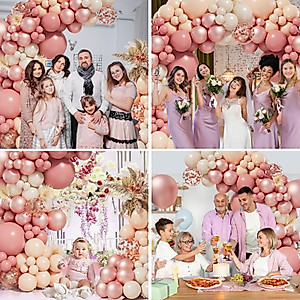 Bonropin 155pcs Blush Pink Balloons Garland Arch Kit with Retro Dusty Pink Pastel Orange Rose Gold Ivory White Confetti Balloons for Baby Shower Garden Party Bachelorette Birthday Wedding Decorations