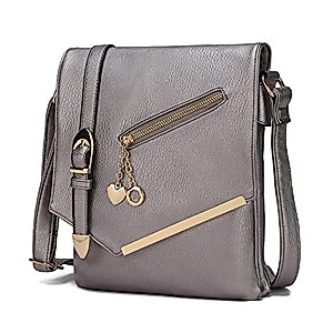 MKF Collection Crossbody Bag for Women – Shoulder Strap – PU Leather Handbag Medium Ladies Messenger Side Purse