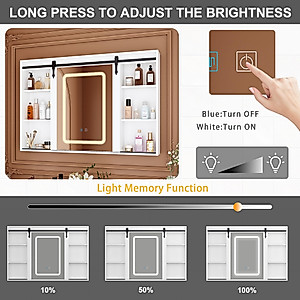 Lovinouse Medicine Cabinet for Bathroom with LED Mirror & Sliding Doors, Extra Large Wall Mounted Storage Cabinet w/ 9 Shelves & Anti-Fog Function, 47.2 X 31.5 Inch, White