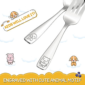 VITEVER 10-Piece Toddler Utensils, Kids Stainless Steel Silverware Set, Children Safe Forks and Spoons - Mirror Polished, Dishwasher Safe