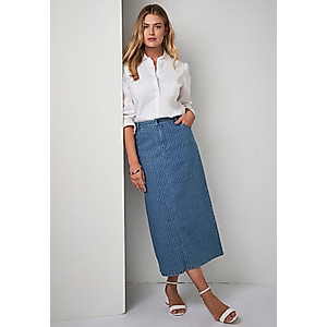 Jessica London Women's Plus Size True Fit Front Button Casual Denim Skirt - 12 W, White
