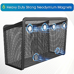 MaxGear Magnetic Pen Holder, Mesh Pencil Holder for Desk Storage Basket Organizer Marker Holder - Extra Strong Magnets Perfect for Locker Accessories, Refrigerator, Whiteboard, 2 Basket
