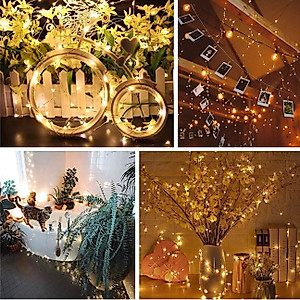2 Pack LED Fairy Lights Battery Operated, 39ft 120 LED Mini Starry String Lights with Remote Timer, Silver Copper Wire Twinkle Lights for Bedroom Garden Christmas Wedding Party Decor (Warm White)