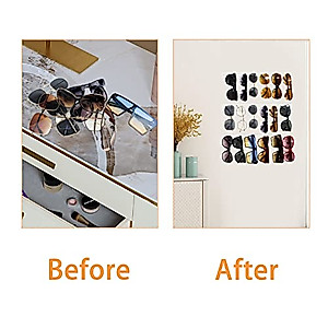 Watpot Sunglasses Organizer Storage Wall Mounted, 3 Pack Acrylic Eyeglasses Holder Hanging Shelves for Multiple Glasses Display, Clear