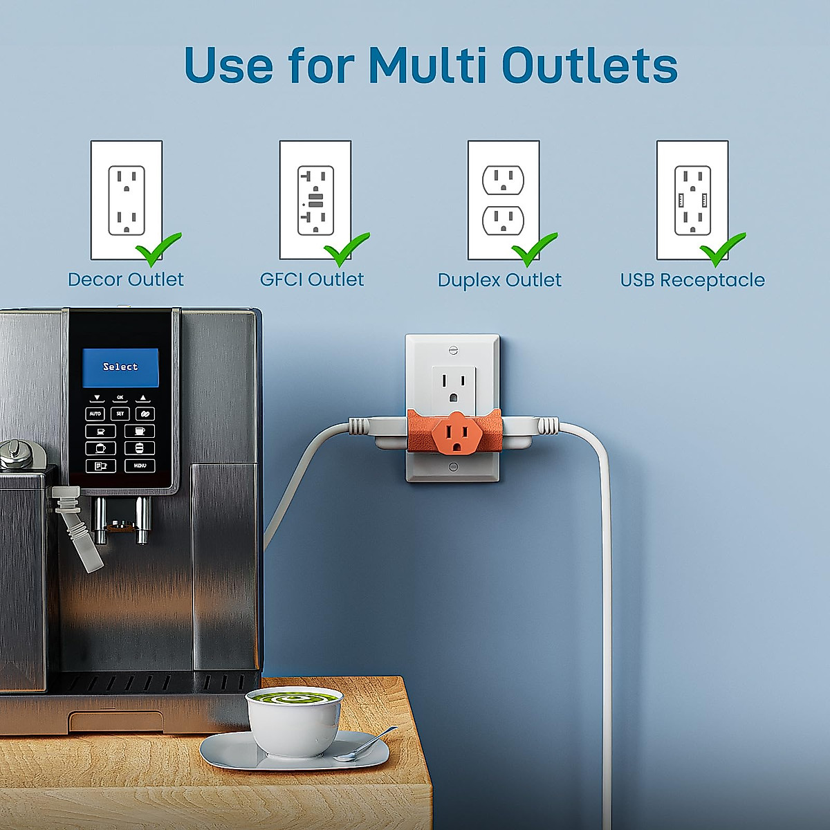 3-Outlet Grounding Adapter, Kasonic [UL Listed] Plug Extender, Heavy ...