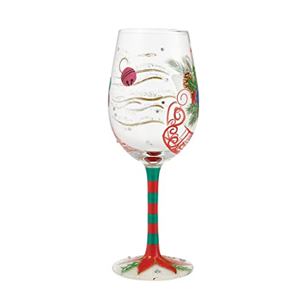 Enesco Designs by Lolita Holiday Wishes Hand-Painted Artisan Wine Glass, 15 Ounce, Multicolor