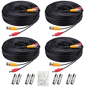 WILDHD Bnc Cable 4x150ft All-in-One Siamese Video and Power Security Camera Cable,BNC Extension Wire Cord with 2 Female Connectors for All Max 5MP HD CCTV DVR Surveillance System (4x150ft,Black)
