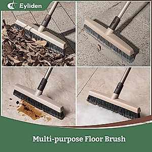 Eyliden Push Broom Indoor, Multi-Surface Angle Broom with 48" Long Handle, Stiff Bristle Floor Brush for Tile Bathroom Patio Garage Deck Concrete Wood Stone Cleaning Indoor Outdoor Rough Floor