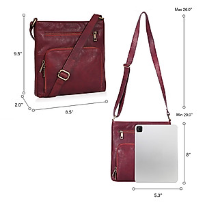 ESTALON Women's Real Leather Crossbody Purse With Adjustable Sling Strap - Medium Size Crossover Shoulder Hand Bag