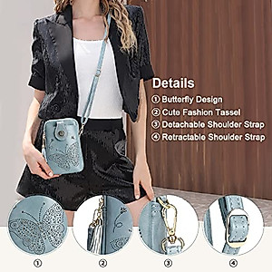 APHISON Small Crossbody Bags for Women, Lightweight Mini Cute Cell Phone Purse for Women with Tassel and Shining Butterfly