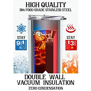 Onebttl Writer Gifts for Women - 20oz/590ml Skinny Glitter Stainless Steel Insulated Tumbler with Straw - Graduation/Birthday/Christmas Gift for Writers, Novelist, Scriptwriter- Feather Pen