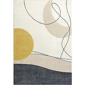 Abani Deco Collection Area Rug -Cream/Grey Modern Artistic Design -7'9" x 10'2" - Easy to Clean - Durable for Kids and Pets - Non-Shedding - Medium Pile - Soft Feel - for Living Room, Bedroom & Office