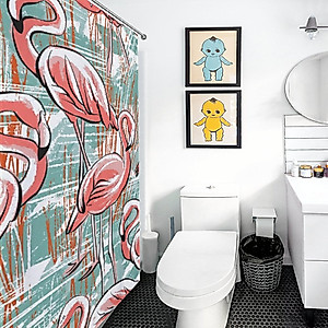 LAKIMCT Abstract Pink Flamingo Shower Curtain for Bathroom, Polyester Cloth Shower Curtain with Hooks, Modern Shower Curtain, Art Deco Shower Curtain, 36x72 inch Shower Curtain, 7 Hooks