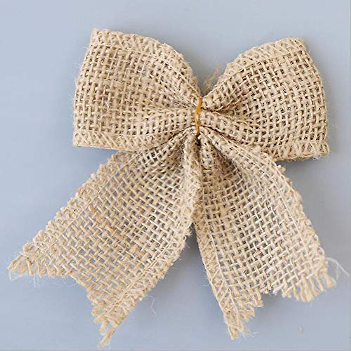 10 Pcs Burlap Bows Bow Tie Ornaments Handmade Rustic Bowknot Wedding Decor Bows Bowknot Embellishments for DIY Art Craft Gifts Wrapping Home Wedding Party Supplies Decoration (Style B)