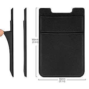 OBVIS 2 Pack Stick On Wallet Sleeve Cell Phone Pocket Card Holder Pocket Pouch for iPhone Android Smartphone (2 Pack Black)
