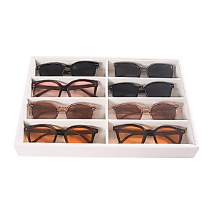 Pangkeep 8 Grid Sunglass Organizer,Glasses Holder,Beige Eyeglass Display Tray,Glasses Storage Organizer for Men Women.