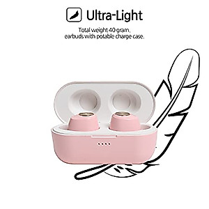 Summonerbuds NABI Pink Bluetooth 5.0 True Wireless Earbuds IPX5 Waterproof, in-Ear Earphones with Microphone, Wireless Chargable