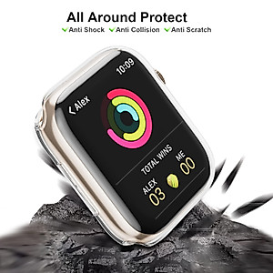 [2 Pack] Apple Watch Series 9/8/7 45mm Screen Protector Case,JZK Soft Slim TPU All Around Protective Shell Anti-Scratch Bumper Cover Case for Apple Watch Series 9/8/7 45mm Accessories,Clear+Clear