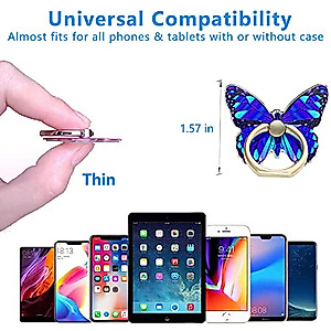 Kinizuxi Cell Phone Ring Holder, Butterfly Phone Ring Grip Stand 360°Rotation Finger Ring Kickstand Compatible with iPhone,All Android Smartphone (Blue)