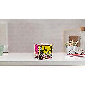 Dagashi Japanese Anime Otaku Snacks Tin Storage Box - 4x4-Inch Metal Novelty Stash Container With Pop Top Lid - Decorative Organizer Holder Cube Canister