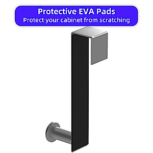 Qflushor Over The Cabinet Door Hooks, Towel Hanger for Bathroom, Cupboard, Kitchen Towel Hook Over Cabinet Door, Over Cabinet Towel Hook Kitchen, Silver 2 Pack