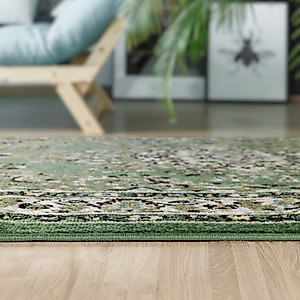 Antep Rugs Oriental 8x10 Traditional Medallion Indoor Area Rug Siesta (Green Beige, 7'10" x 10')