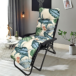 Waterproof Outdoor Lounge Chair Cushion 65 Inch-Sun Patio Chaise Lounger Cushion with Ties and Top Cover,Non-Slip Rocking Chair Swing Bench Cushion For Indoor/Outdoor Furniture (Hawaiian, 65 inch)