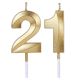 Gold 21st & 12th Birthday Candles for Cakes, Number 21 12 1 2 Glitter Candle Cake Topper for Party Anniversary Wedding Celebration Decoration