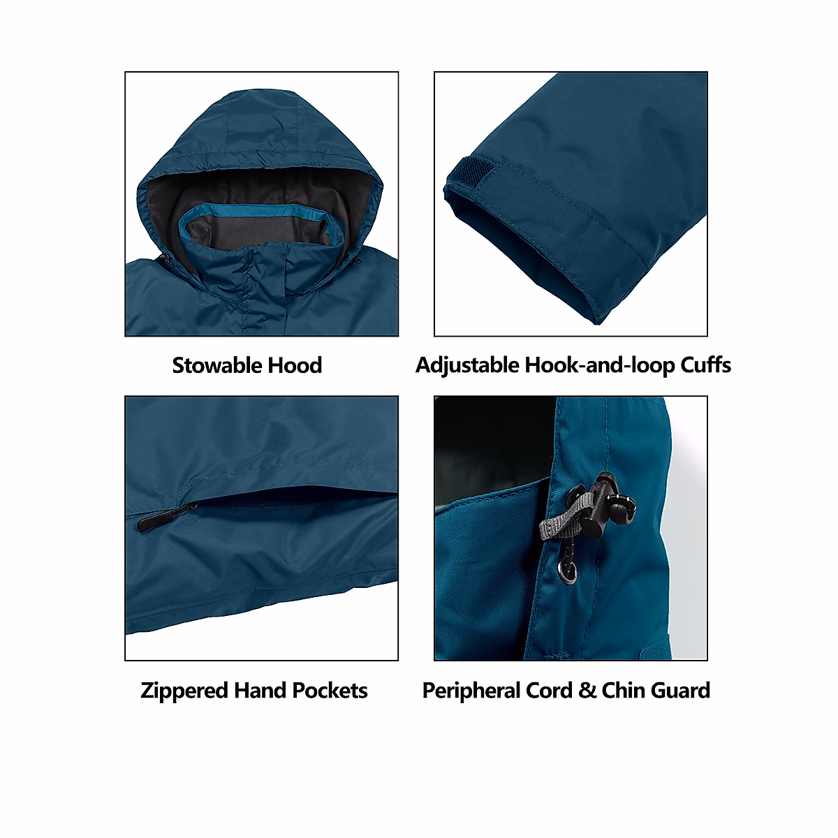 Little Donkey Andy Women’s Lightweight Waterproof Rain Jacket Outdoor Windbreaker Rain Coat Shell for Hiking, Travel Blue S
