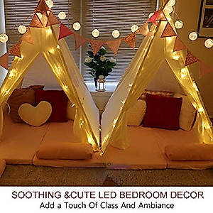 Bright Zeal 20' Long 30 LED Christmas Lanterns String Lights Battery Powered - Indoor Outdoor 3" White Silk-Like Cloth Lantern String Lights Christmas Tree Bedroom - LED Hanging Lantern String Light