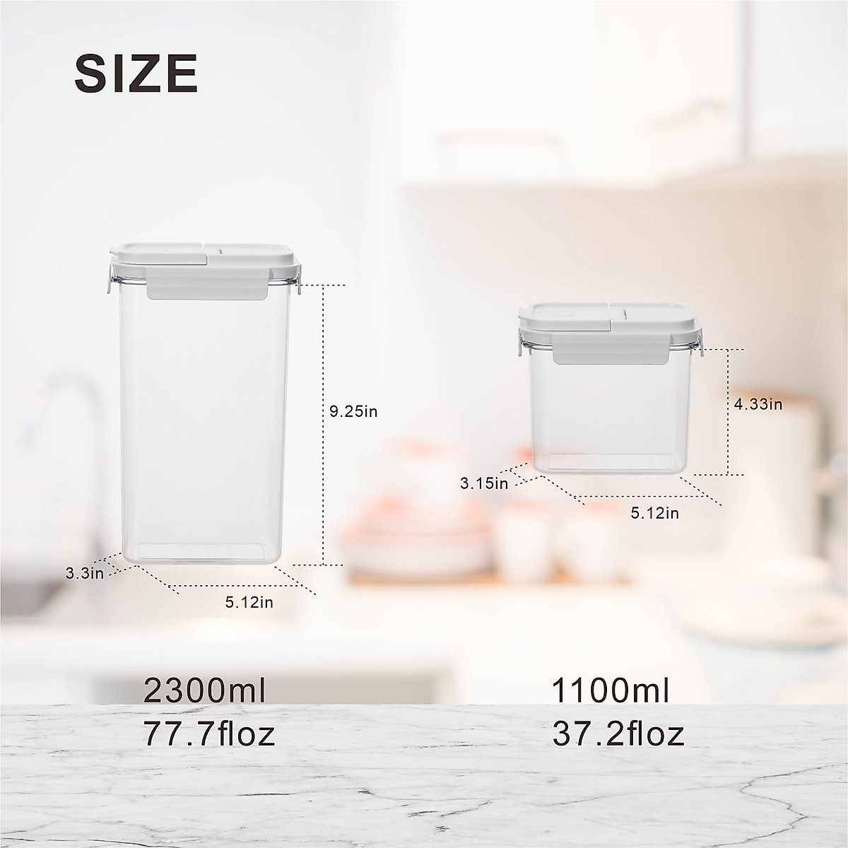 NBILIC Cereal Storage Container Set (Flip Top) BPA Free PET Plastic Material, Reusable, Pantry Organizer, Food Portion Container (Set of 4 2 Large 2 Small) Repeatable