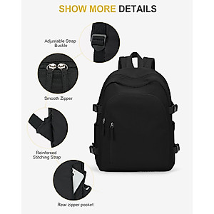 UPPACK College Backpack for Women Man Casual Daypack Backpacks Lightweight Travel Cute Preppy Backpack Aesthetic Simple Black Backpack Waterproof Carry On backpack for Airplanes College Essentials