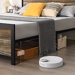 Catrimown Queen Bed Frame with Headboard and Footboard, Metal Platform Bed Frame with Sturdy Metal Slats, Under Bed Storage, No Box Spring Required, Easy Assembly, Vintage Brown